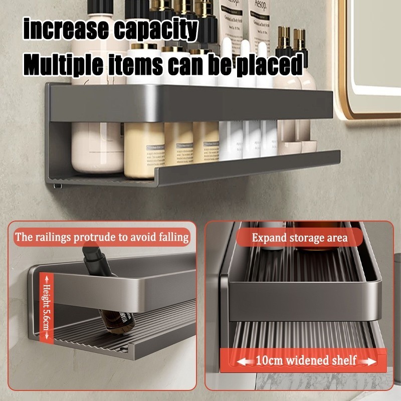 Bathroom Storage Rack Bathroom Storage Aluminum Wall-mounted Waterproof ...
