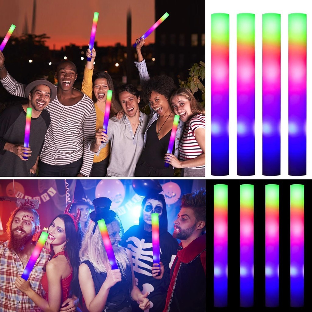 1Pcs LED Glow Sticks Light up Foam Stick 3 Modes Glow in the Dark Foam ...