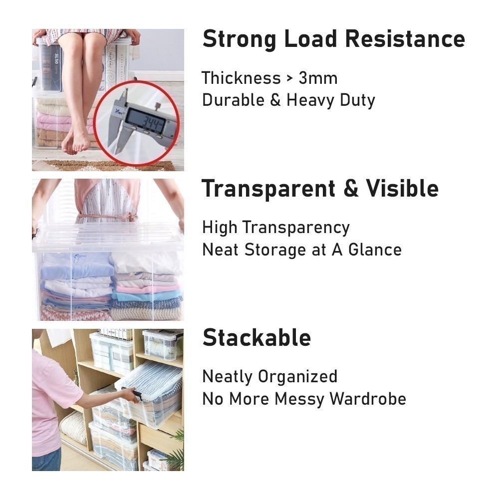 🇸🇬Koala Home🔥Transparent Storage Box Organizer Stackable Container ...