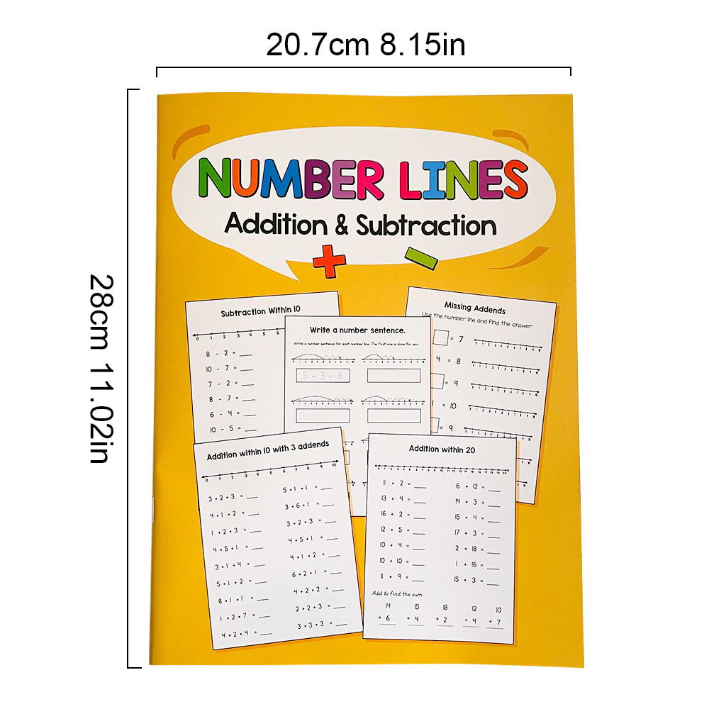 28Pages Children Learning Addition and Subtraction Math Workbook ...