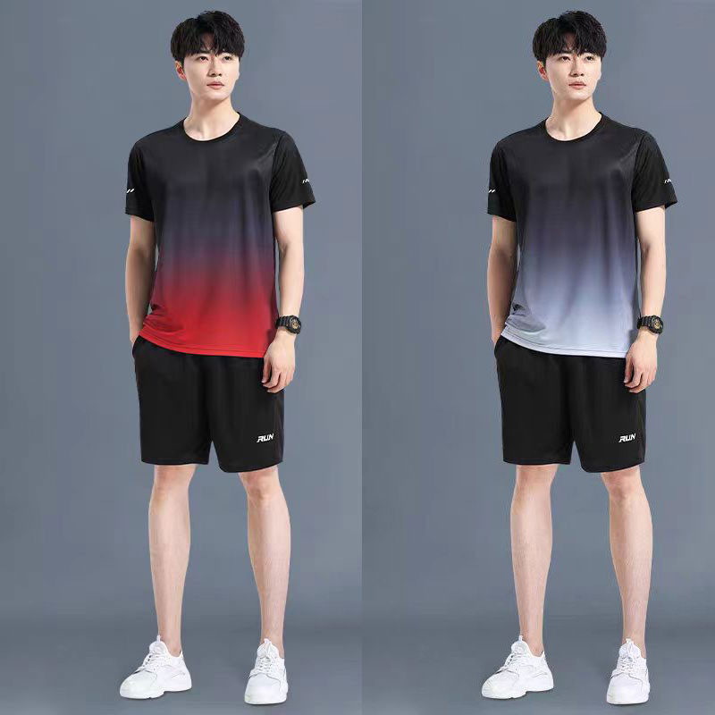 (Sports T-shirt and Short Pants)Men Short Sleeve Set Korean Top+casual ...
