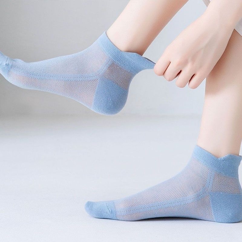 ECMLN Womens Summer Mesh Breathable Socks Thin Low-Cut Invisible Boat ...