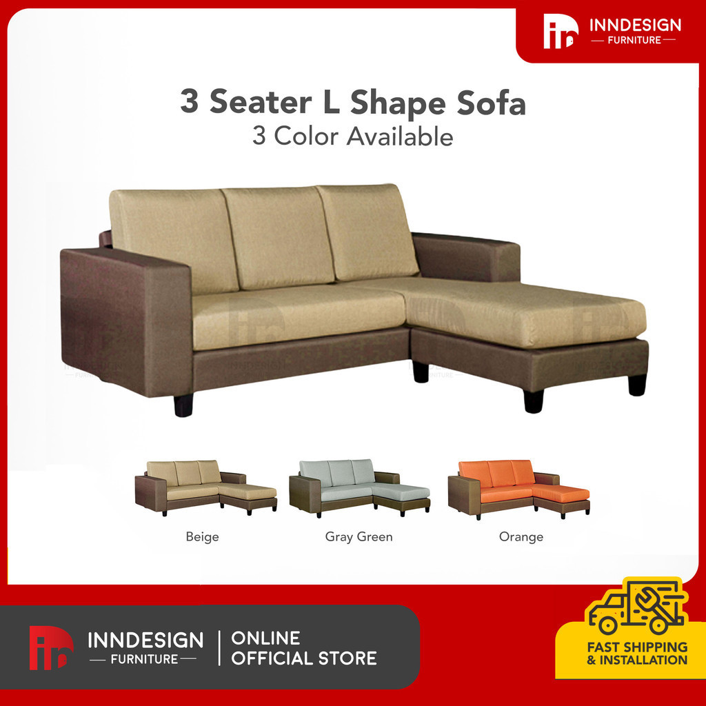 [LOCAL SELLER] Max 3 Seater Fabric L Shape Sofa / Pocketed Spring Seat ...