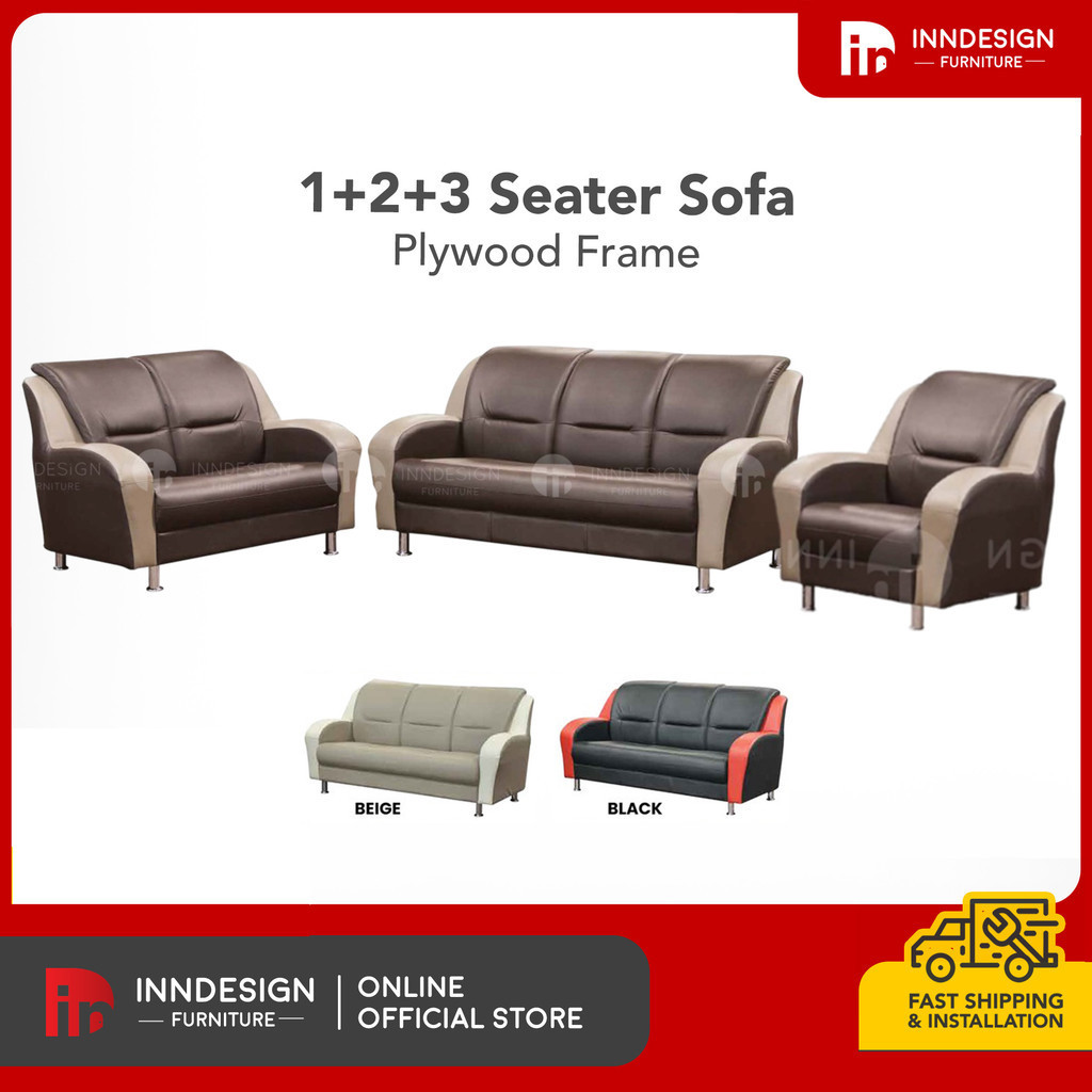 [LOCAL SELLER] 3 Color 1+2+3 Seater PVC Sofa Set (FREE DELIVERY ...