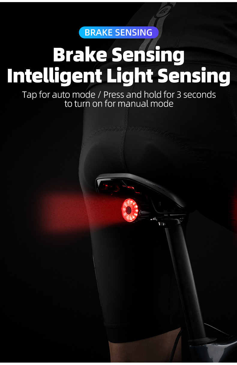 ROCKBROS Bicycle Light Smart Light Brake Sensor Waterproof USB ...