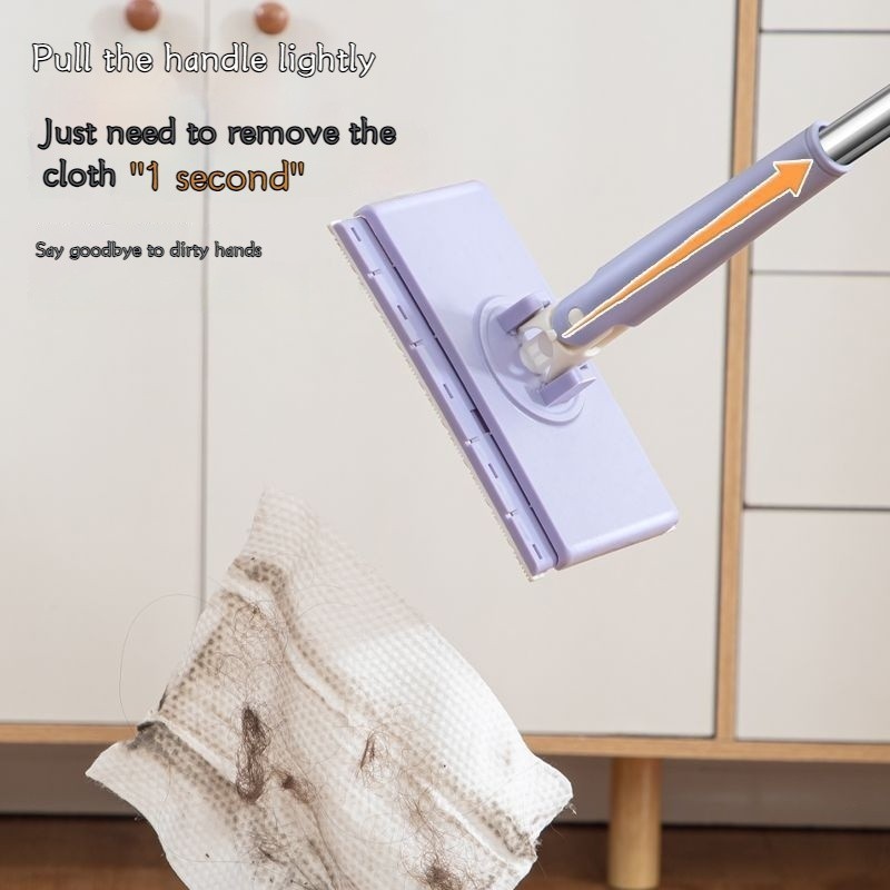 Hands-Free Mini Mop with Push-Pull Handle - Automatic Cloth Changing ...