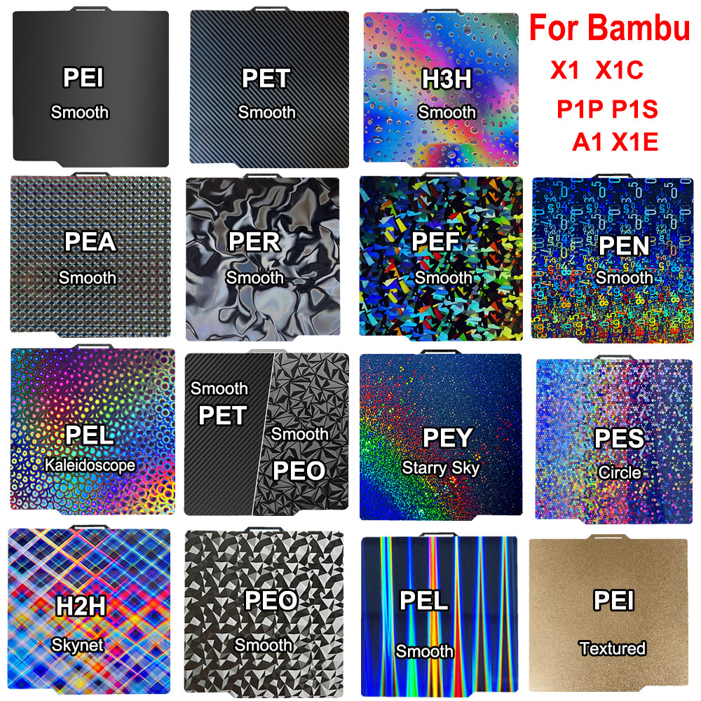 For Bambu lab X1C P1P P1S A1 Build Plate Smooth Textured PEI Sheet Double Side PEO PET PEF Sheet ...