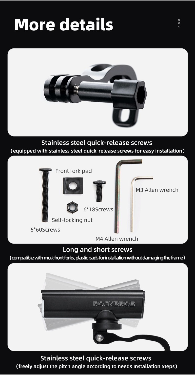 ROCKBROS Folding Bicycle Front Fork Bracket GoPro Bracket Action Camera ...