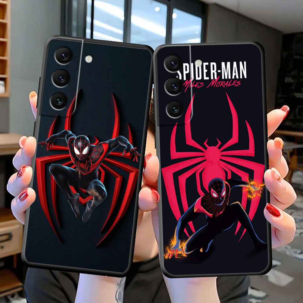 Spiderman Miles Morales Soft Black Silicon TPU Cell Phone Case For Samsung Galaxy S24 S23 S22 ...