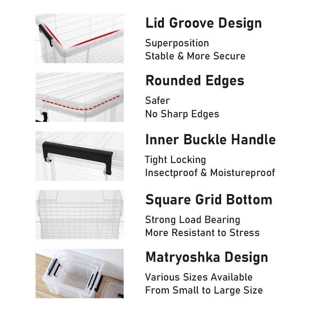 🇸🇬Koala Home🔥Transparent Storage Box Organizer Stackable Container ...