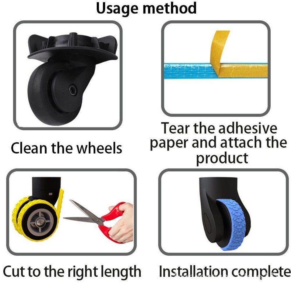 4pcs Croppable Luggage Wheel Protection Cover, Silicone Trolley Case ...