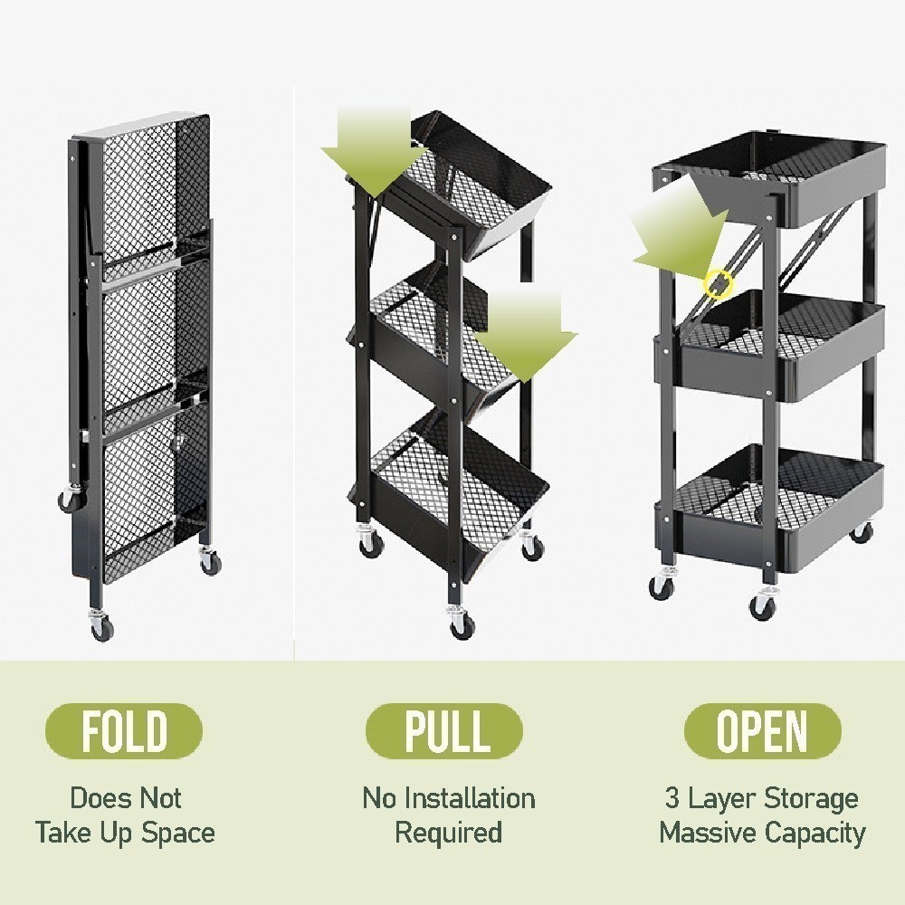 🇸🇬Koala Home🔥Foldable Trolley Rack/Trolley Shelf/Kitchen Shelf Movable ...