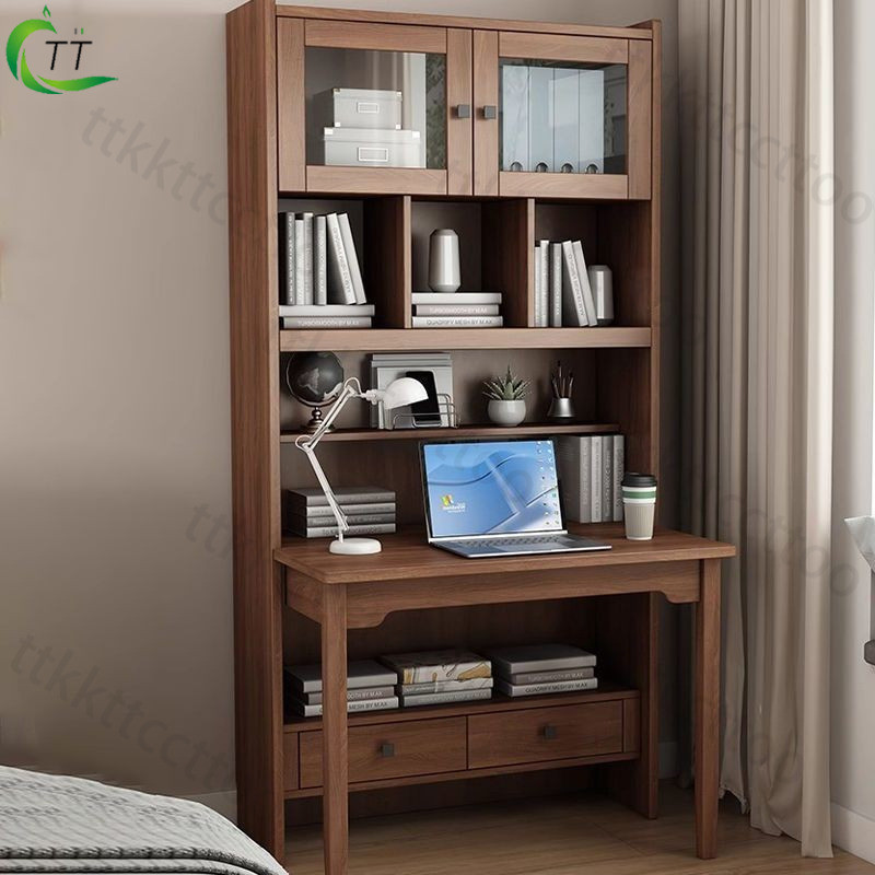 Desk Bedroom Foldable Desk Bookcase All-in-one Computer Desk Students ...