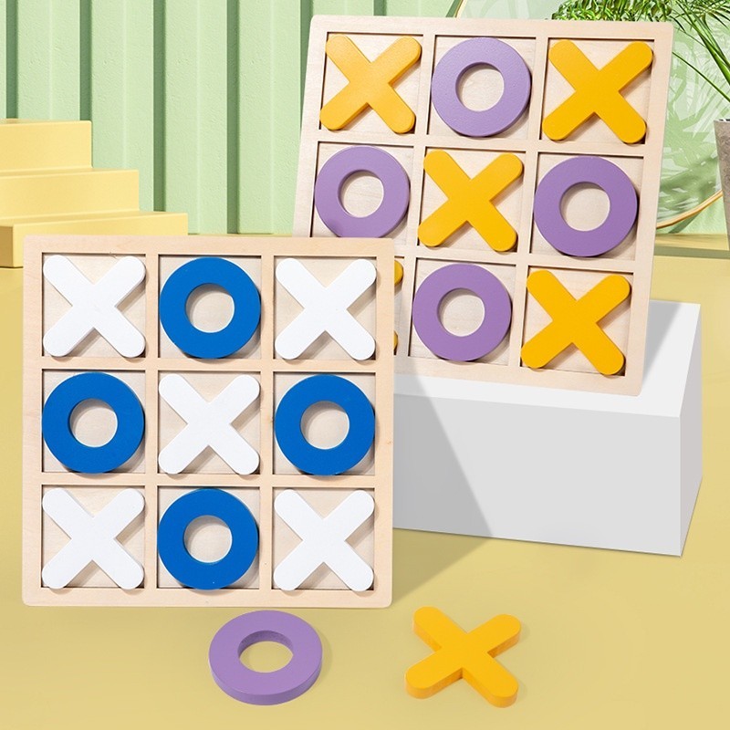 MsGiggles Tic Tac Toe Board Game Wooden X O Blocks Tabletop Board Game ...