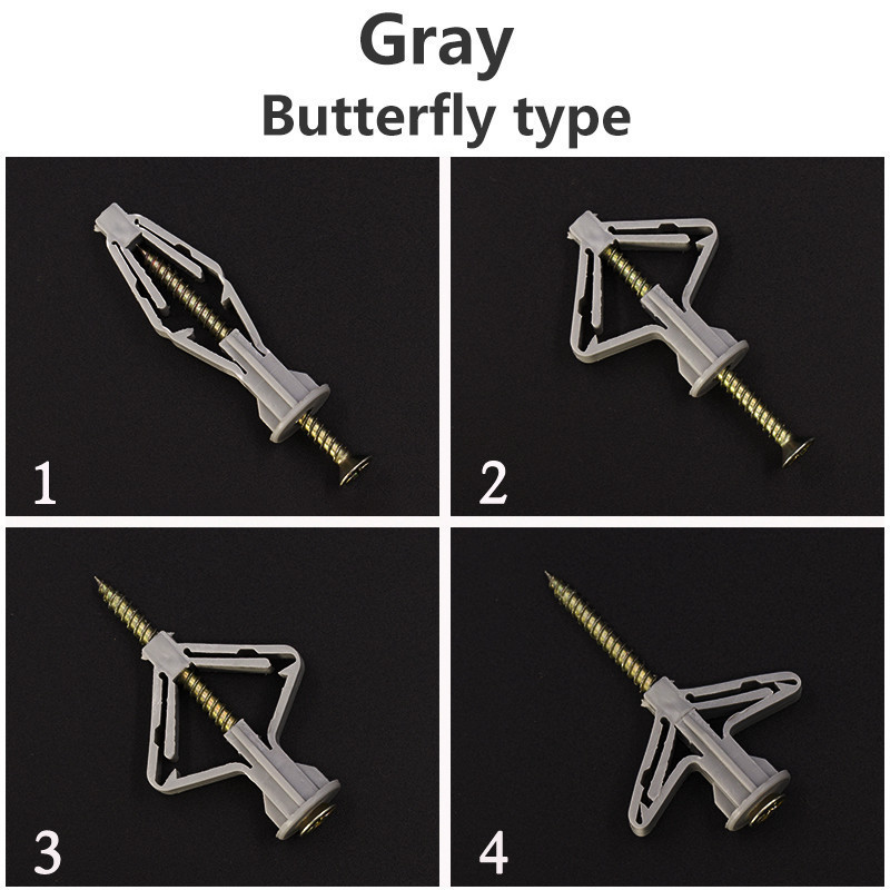 20Pcs Nylon Aircraft Shape Butterfly Type Plastic Gypsum Board Anchors ...