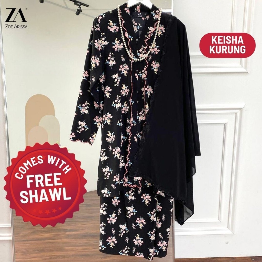ZOE ARISSA KEISHA WITH FREE SULAM SHAWL BAJU KURUNG MODEN 2024 Kurung ...