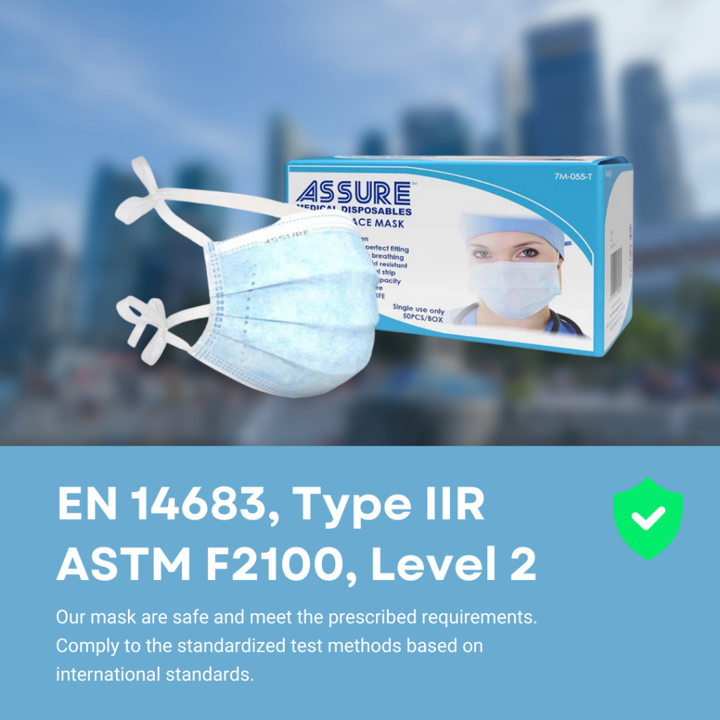 ASSURE Black Surgical Face Mask 3-Ply With Ear- Loop, 50'S/Box | Shopee ...