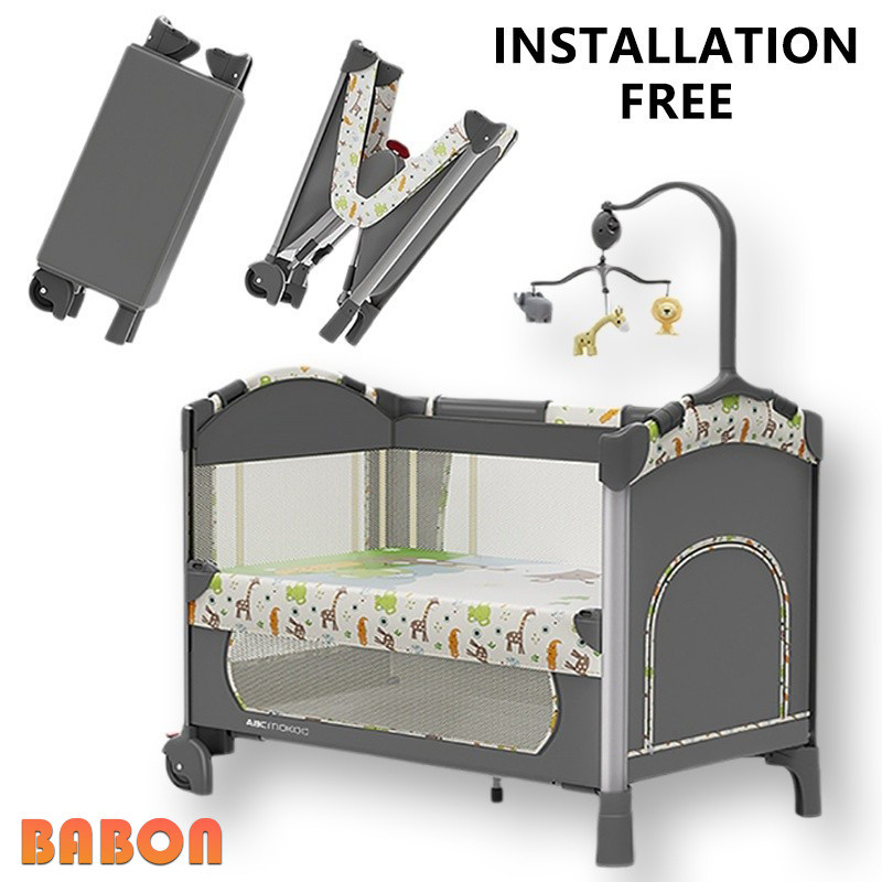 Foldable Baby Cot Multifunction Baby Bed Installation-free Baby Crib ...
