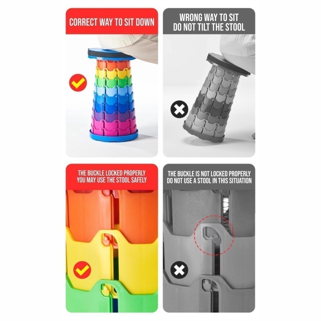 🇸🇬Koala Home🔥Foldable Stool Collapsible Portable Stool Telescopic ...