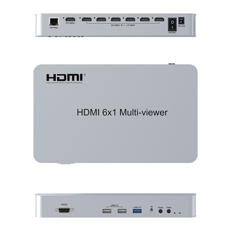 6x1 HDMI KVM Multi Viewer 3 5 6 in 1 Out Channel Video Multiplexer ...