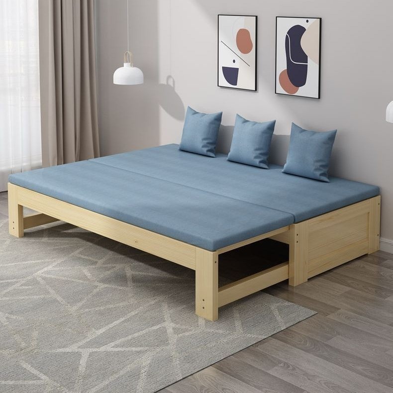 Solid wood sofa bed, multifunctional folding bed, pull-out bed, tatami ...