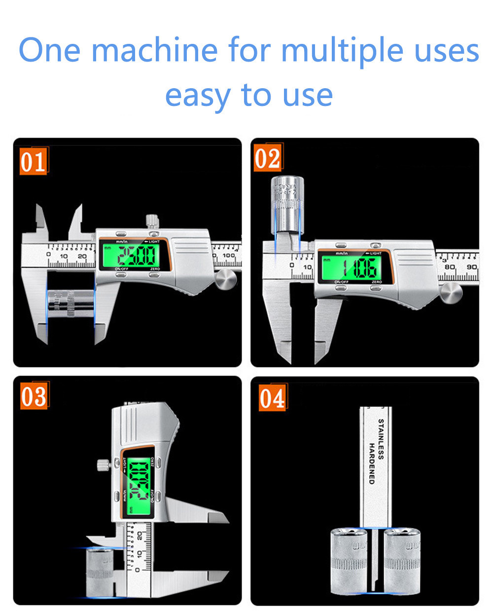 Stainless Steel Metal Shell Digital Caliper Electronic Vernier Caliper ...