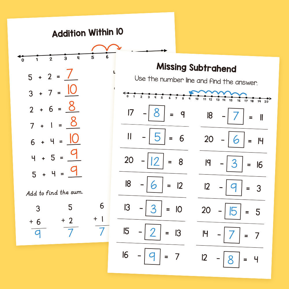0-20 Addition and Subtraction Exercise Book for Kids Children ...