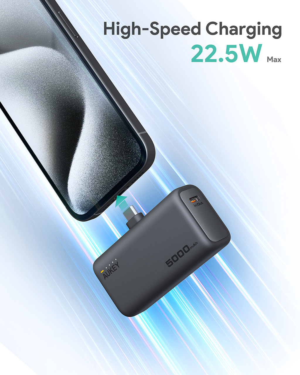 AUKEY PB-Y59 Spark Mini 5000mAh 22.5W Compact Powerbank with USB-C Connector (24 Months Warranty ...