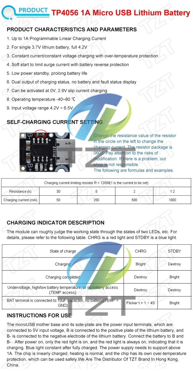 Type-C USB TP4057 1A Lithium Battery Charging Protection Board Module ...