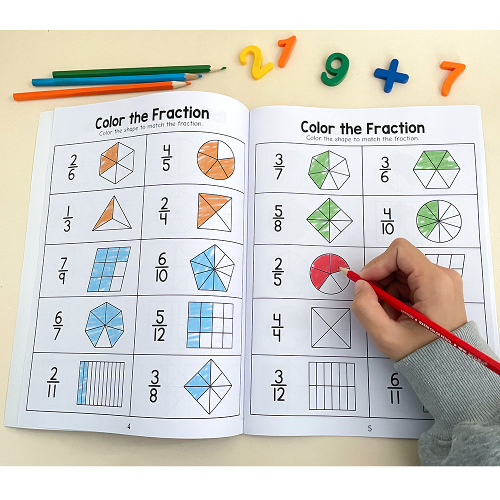 32 Pages Fractions Workbook for Kids Learning Basic Fraction Math ...