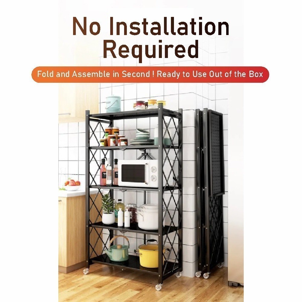 🇸🇬Koala Home🔥Folding Kitchen Storage Rack/Shelf Installation-Free with ...