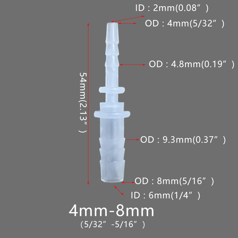5pcs Plastic Flexible Hose Connector Barb Reducer Fitting Adapter ...