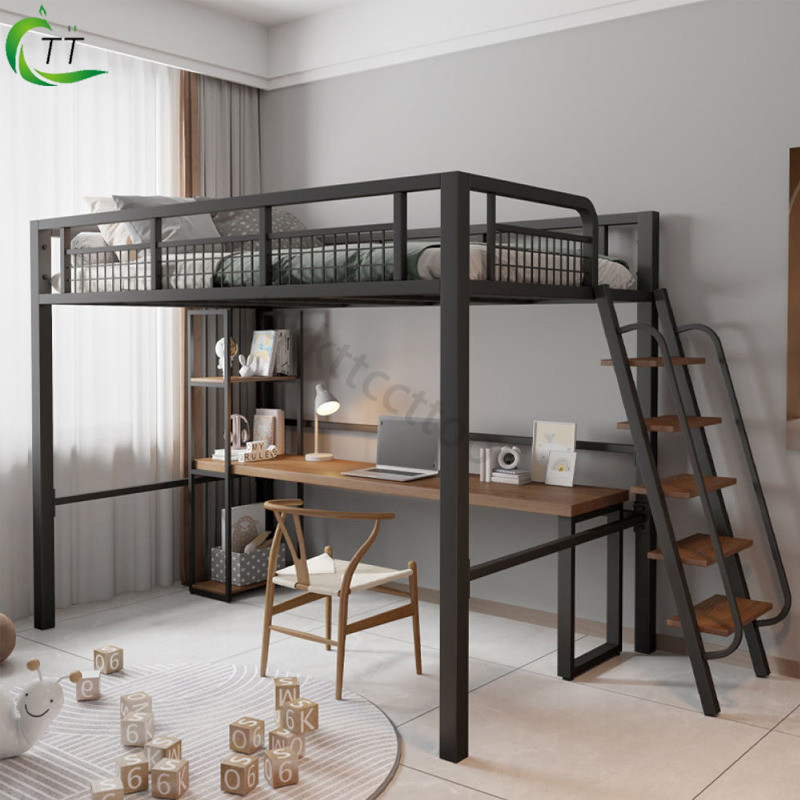 TT Bed Frame Iron Art Elevated Bed Single Upper Duplex Second Floor ...