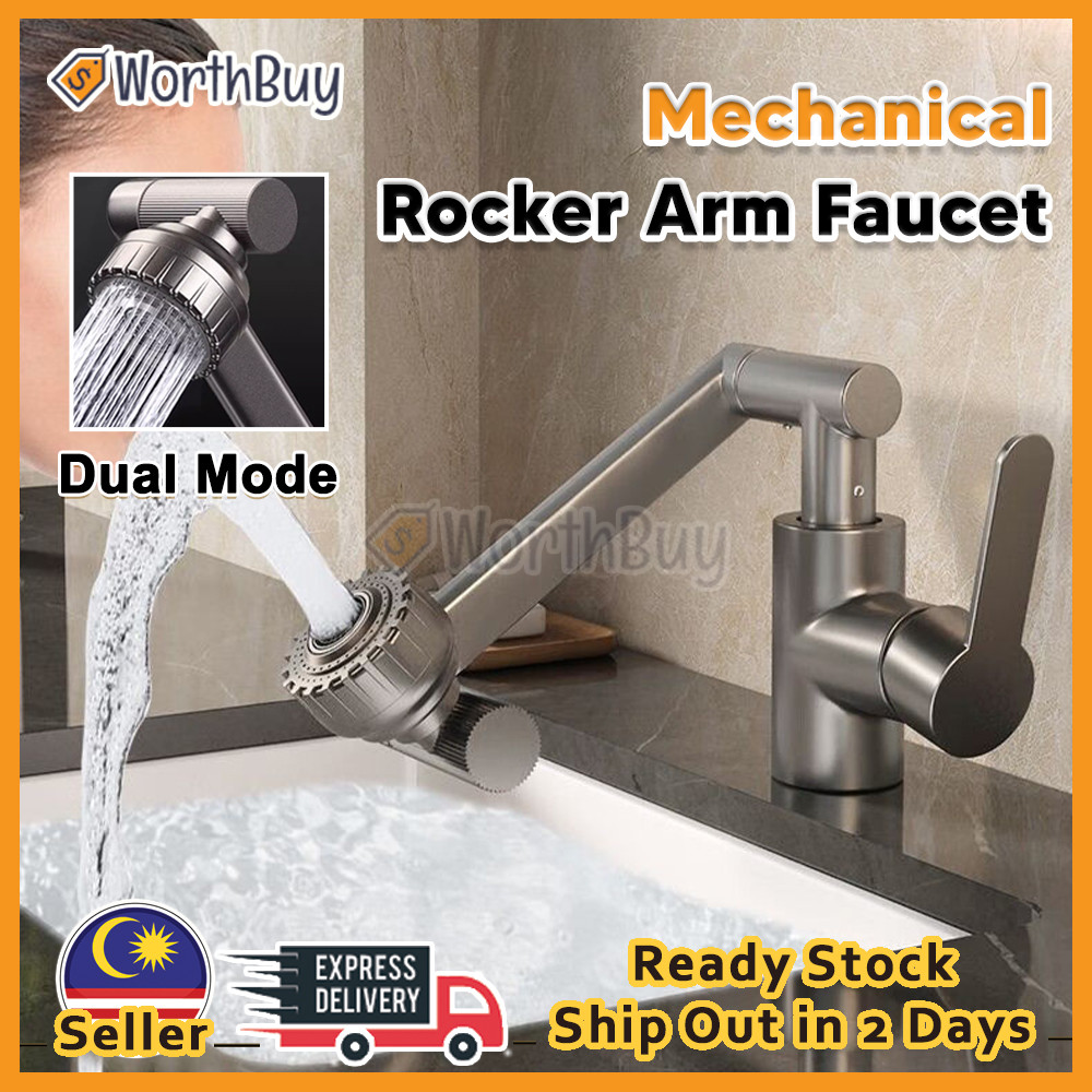 Worthbuy Dual Mode Mechanical Rocker Arm Faucet Ketuk Besen Keran Sinki ...