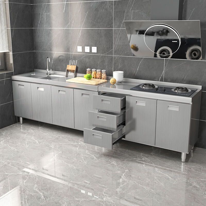 304 Stainless Steel Kitchen Cabinet Simple Stove Integrated Storage ...