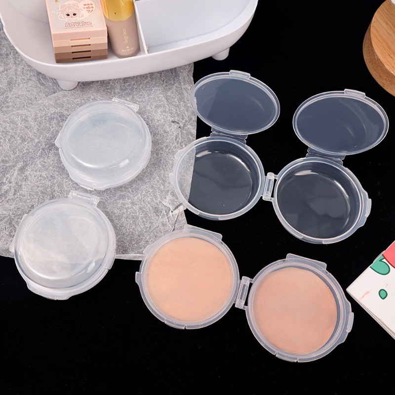 Double-layer Folding Powder Puff Box Empty Transparent Mini Round ...