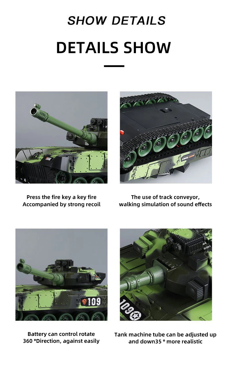 33cm RC Tank 2.4Ghz 7-Channel Remote Control Tank Model Toys Military ...