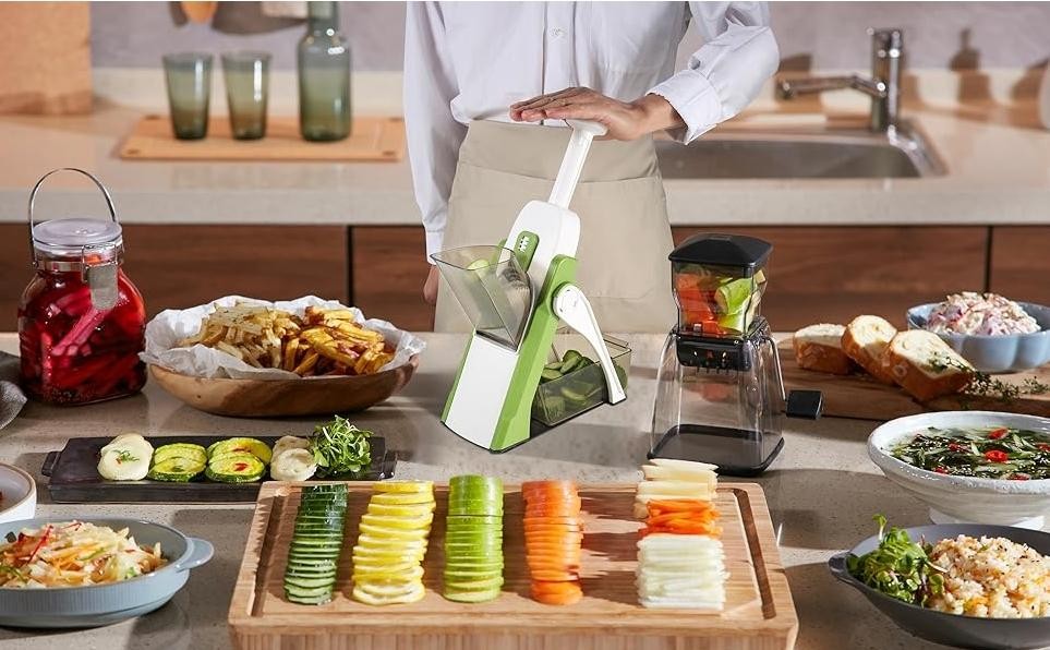 🔥SG 24H Shipping🔥Spring Slicer Multi Blade Replaceable Safe Slicer Food ...