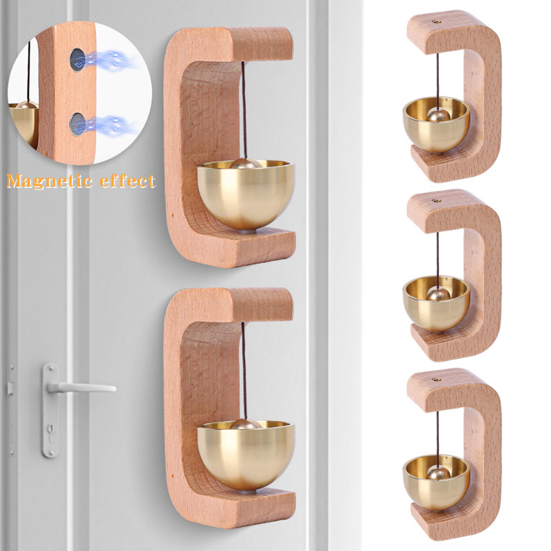 Japanese Style Wooden Doorbell - Magnetic Wireless Brass Bell - Loud ...