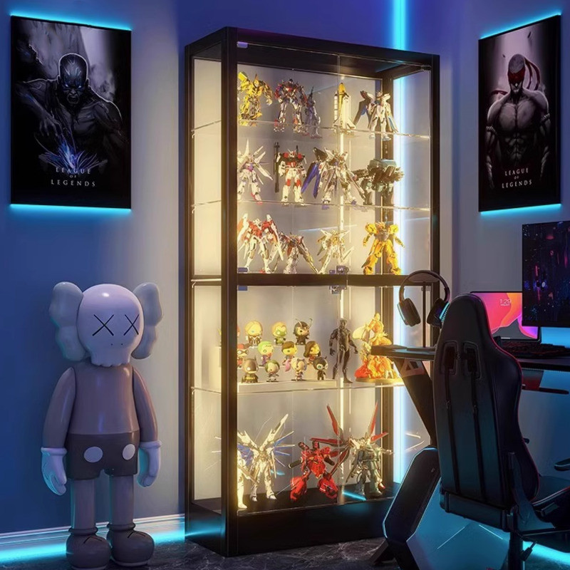 Display Cabinet Handmade Toy Display Rack With LED Light Transparent ...
