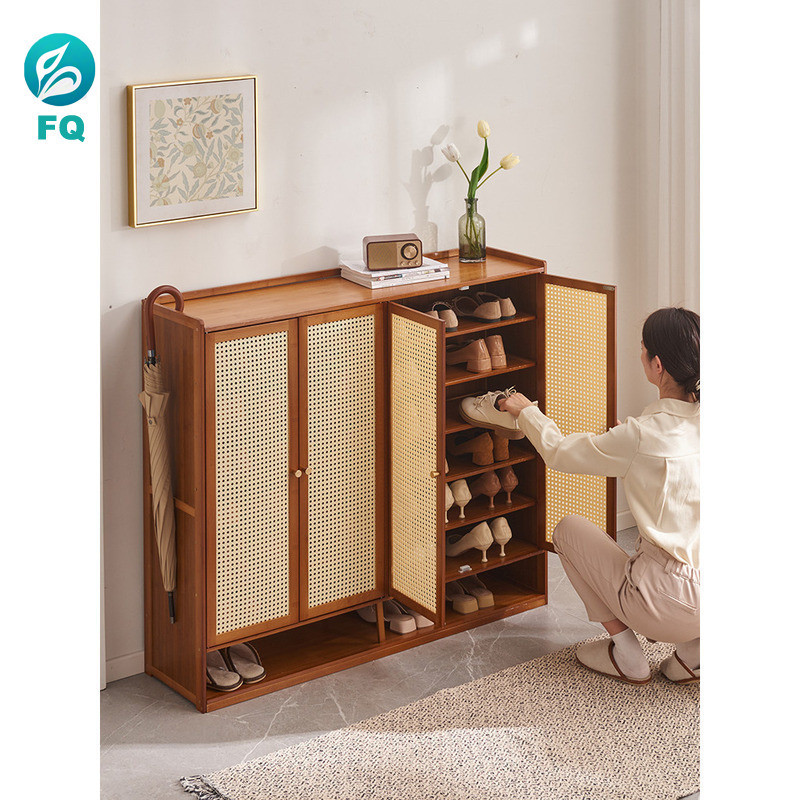 Multi-level Shoe Rack Cabinet Rattan Shoe Cabinet Outdoor Dustproof ...