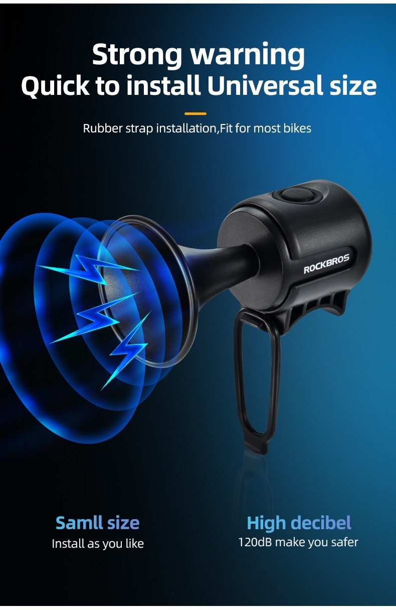 【3-day Delivery】ROCKBROS Bike Electronic Bell 120DB Bicycle Horn Loud ...