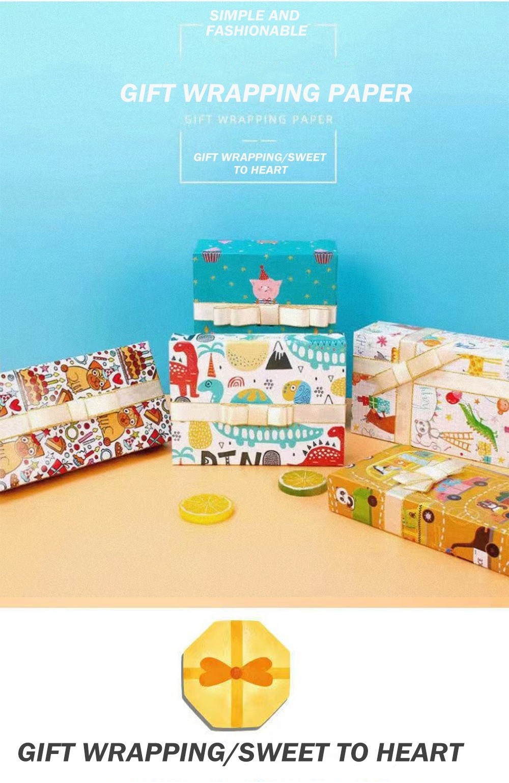 🌈Local Ship🌈Thickend Gift Wrapping Paper Cartoon Birthday Gift Wrapping ...