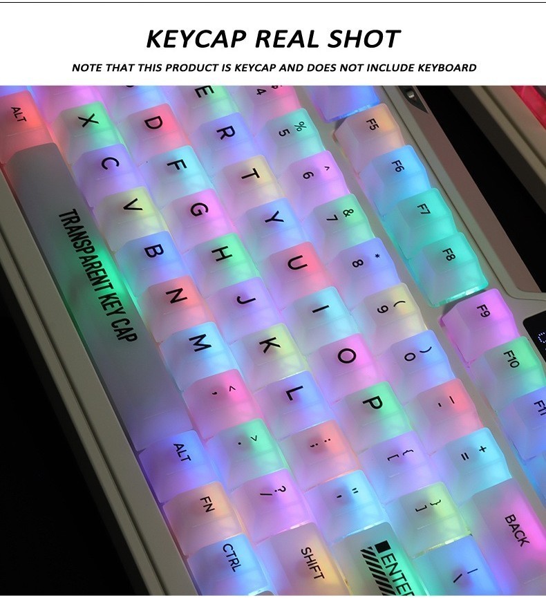 122 Keys Milky White Keycap Frosted Fog Transparent Matte PC ABS ...