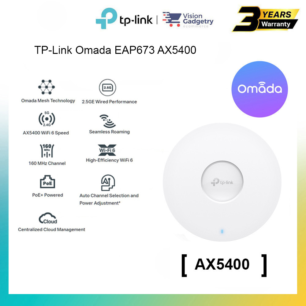 TP-Link Omada EAP673 AX5400 Ceiling Mount WiFi 6 Access Point | Shopee ...