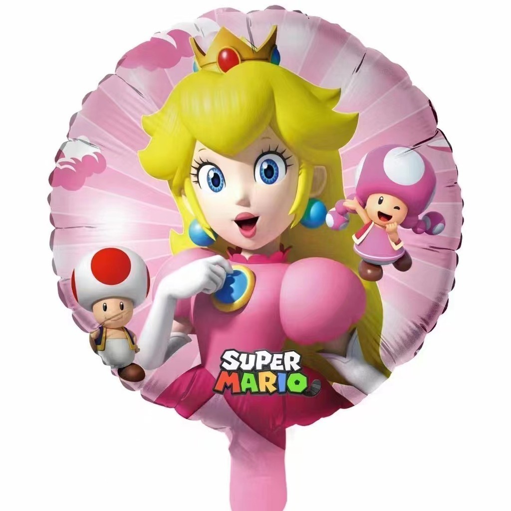 Pink Princess Peach Birthday Balloons Set Cartoon Peach Foil Balloon ...