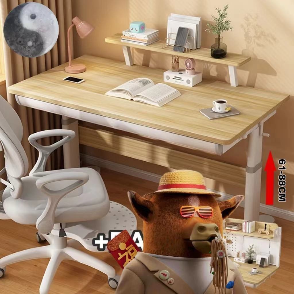 Solid Wood Height Adjustable Table With Stand100cm Children Study Table ...
