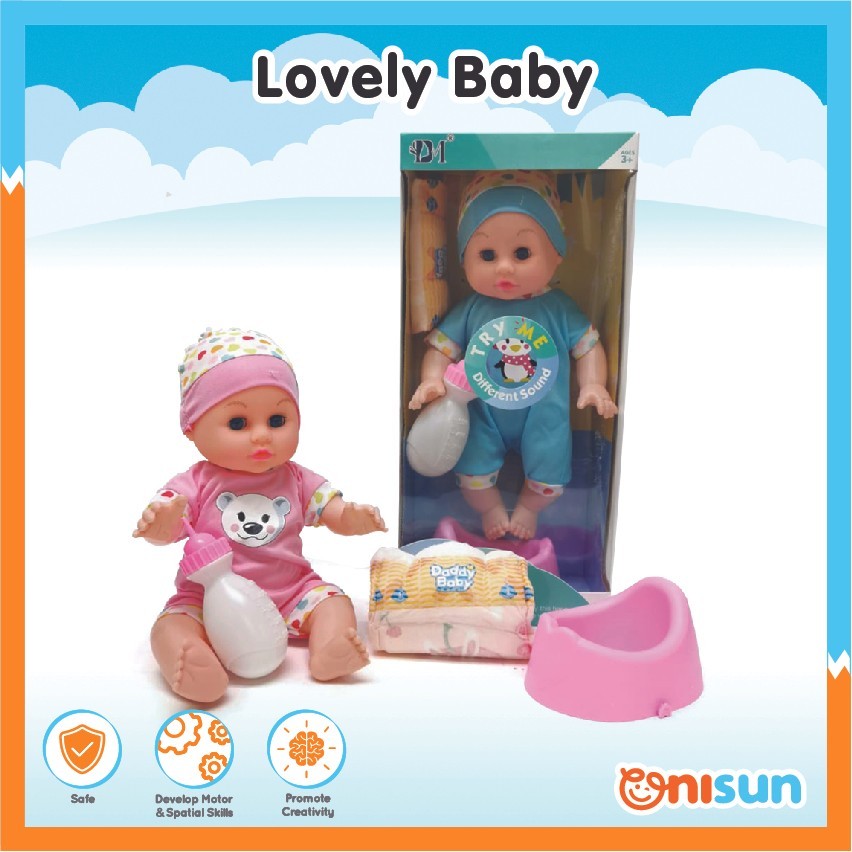 Baby Doll Lovely With Sound | Milk Bottle | Potty Bowl | Diapers ...