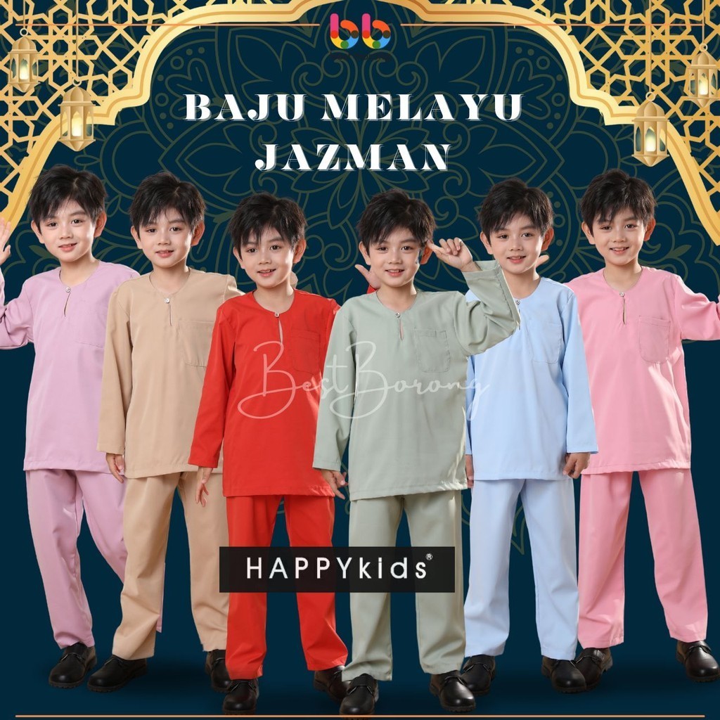 HAPPYkids Baju Raya 2024 Baju Melayu Jazman Teluk Belanga Muslim Attire ...