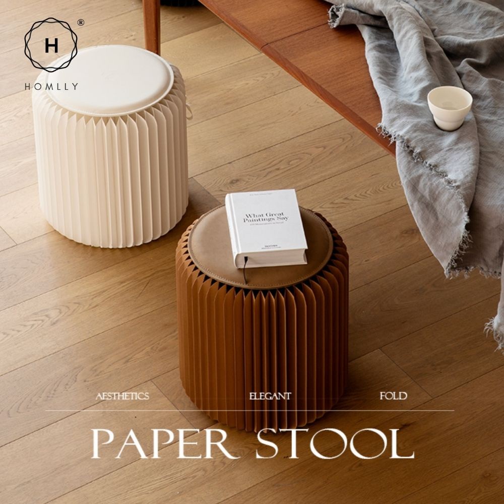Homlly Eco Craft Paper Foldable Stool Chair with Cushion | Shopee Singapore